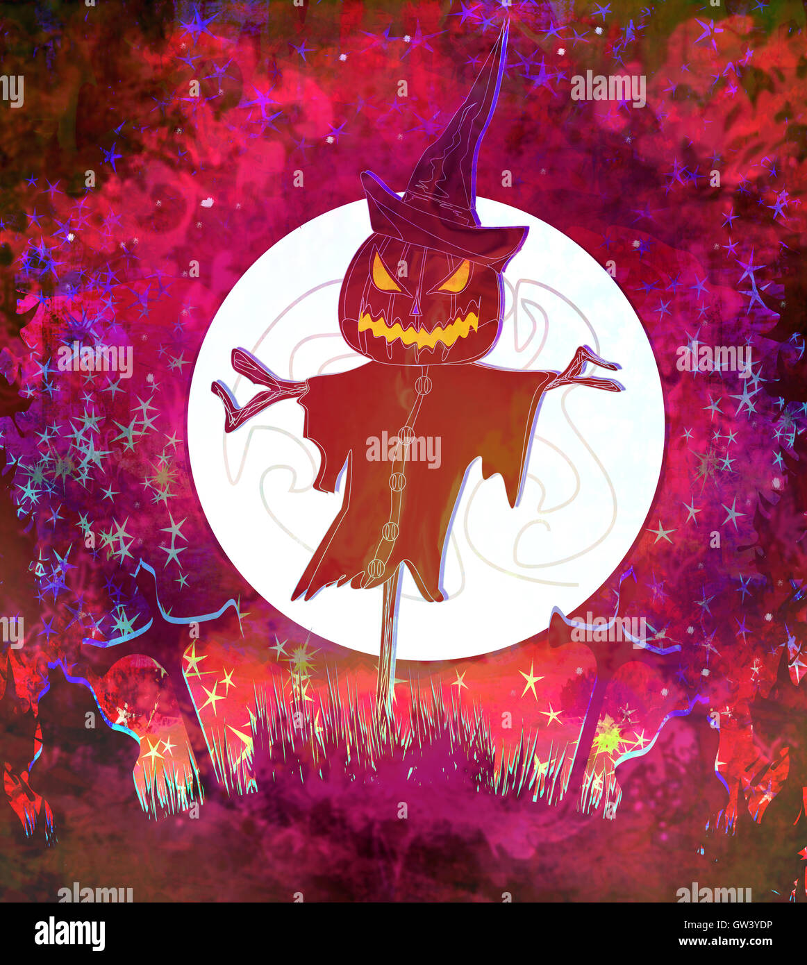 creepy scarecrow in a night scene Stock Photo - Alamy