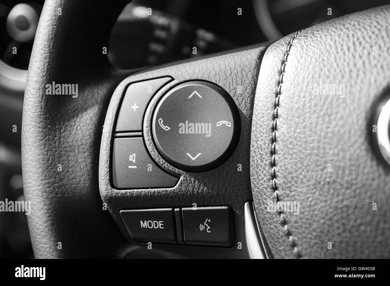 button steering wheel with shallow depth of field Stock Photo - Alamy