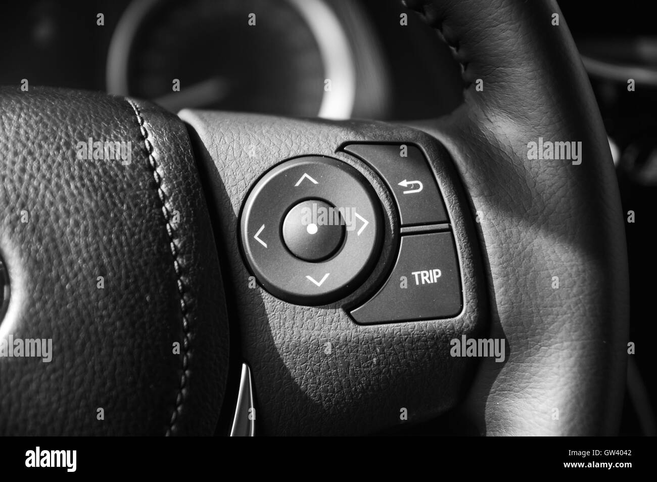 button steering wheel with shallow depth of field Stock Photo - Alamy
