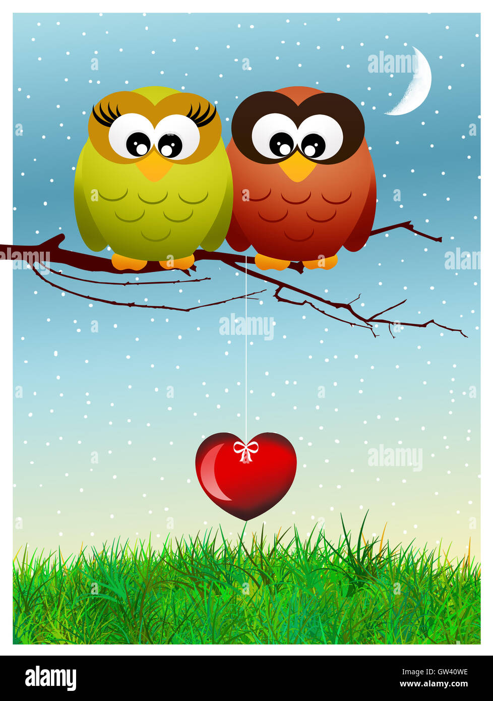 Owl in love Stock Photo - Alamy