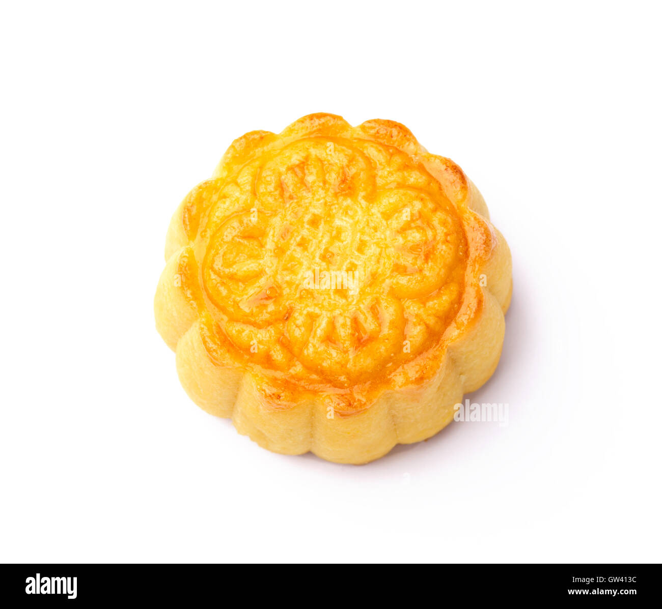 Single mooncake isolated on white Stock Photo - Alamy