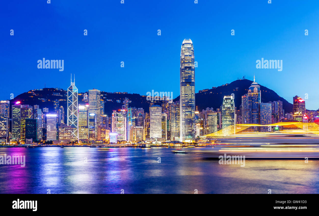 Hong Kong skyline at night Stock Photo - Alamy