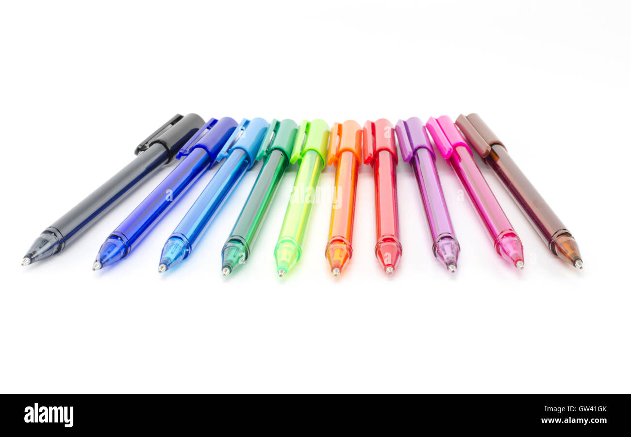 colorful pens isolated on white Stock Photo - Alamy