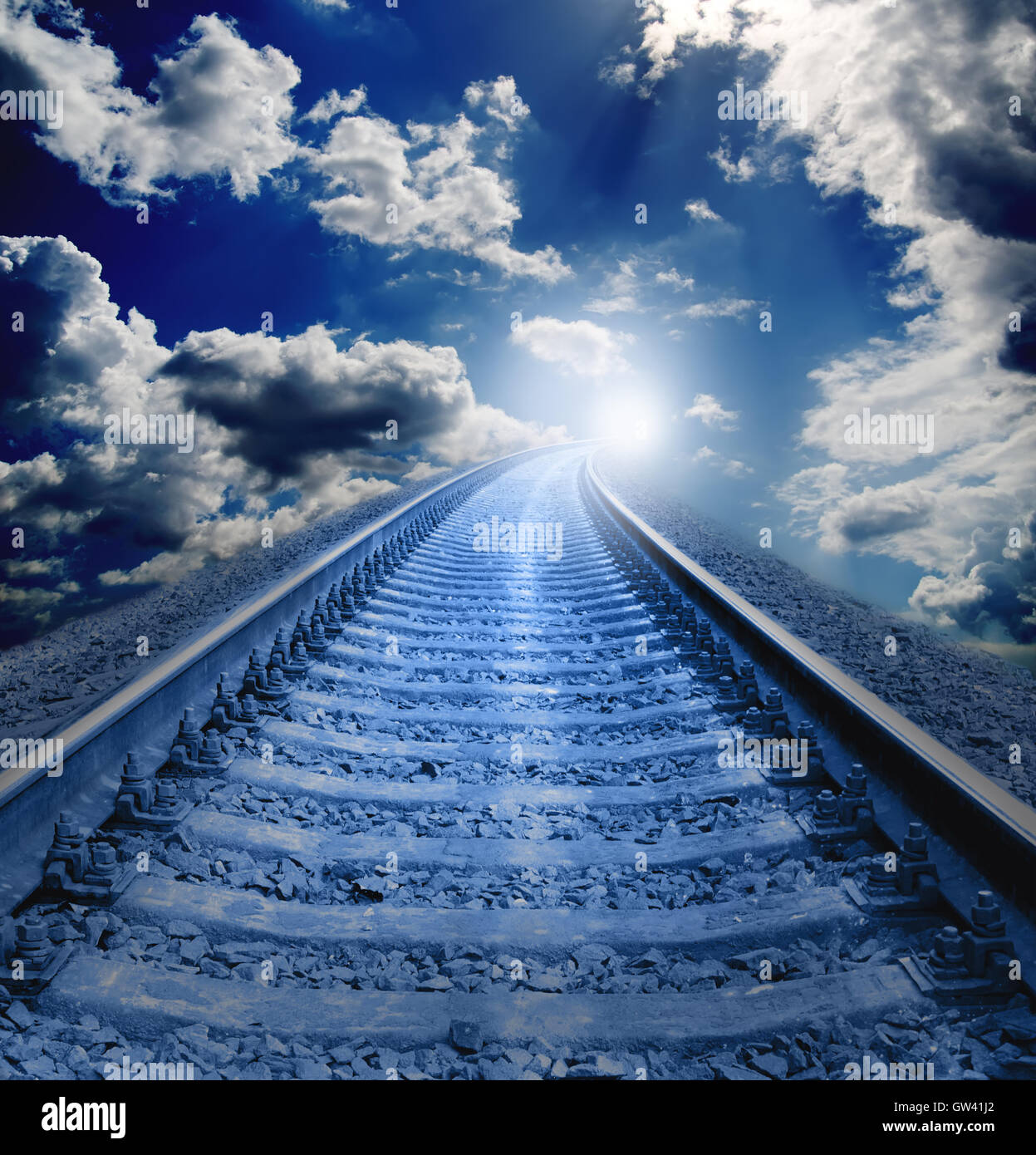 railroad at night Stock Photo - Alamy
