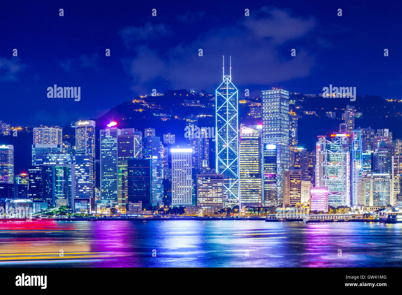 Hong Kong skyline at night Stock Photo - Alamy