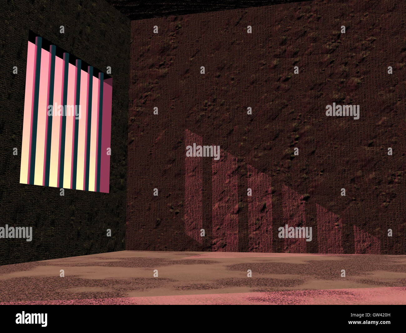 Prison jail by sunset - 3D render Stock Photo - Alamy