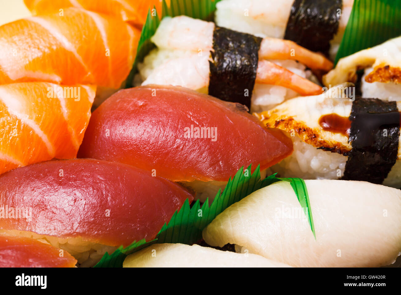 Japanese sushi close up Stock Photo - Alamy