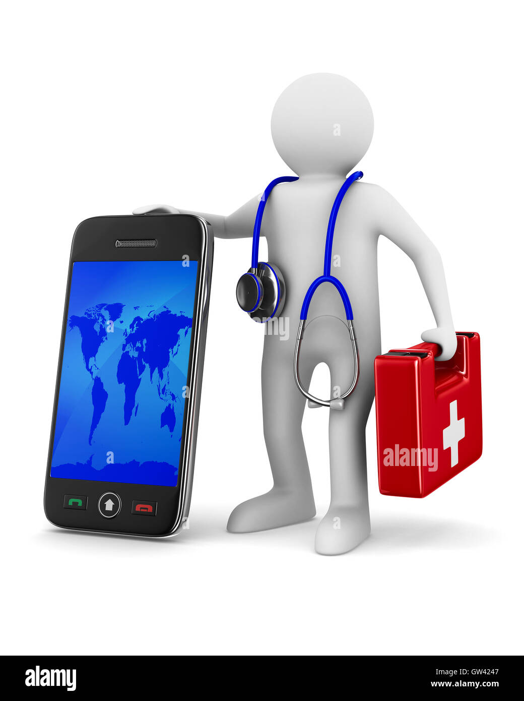 phone service on white background. Isolated 3D image Stock Photo - Alamy