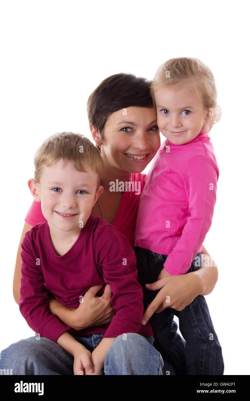 Happy mother and two children Stock Photo - Alamy