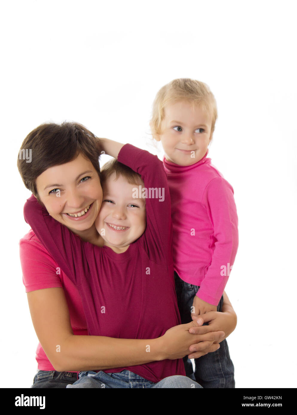 Happy mother and two children Stock Photo - Alamy