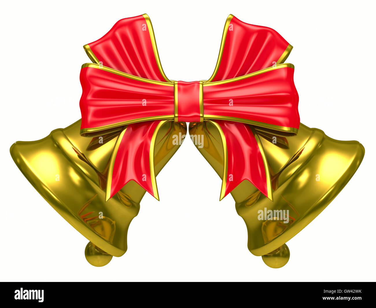 Two gold hand bell on white background. Isolated 3D image Stock Photo ...