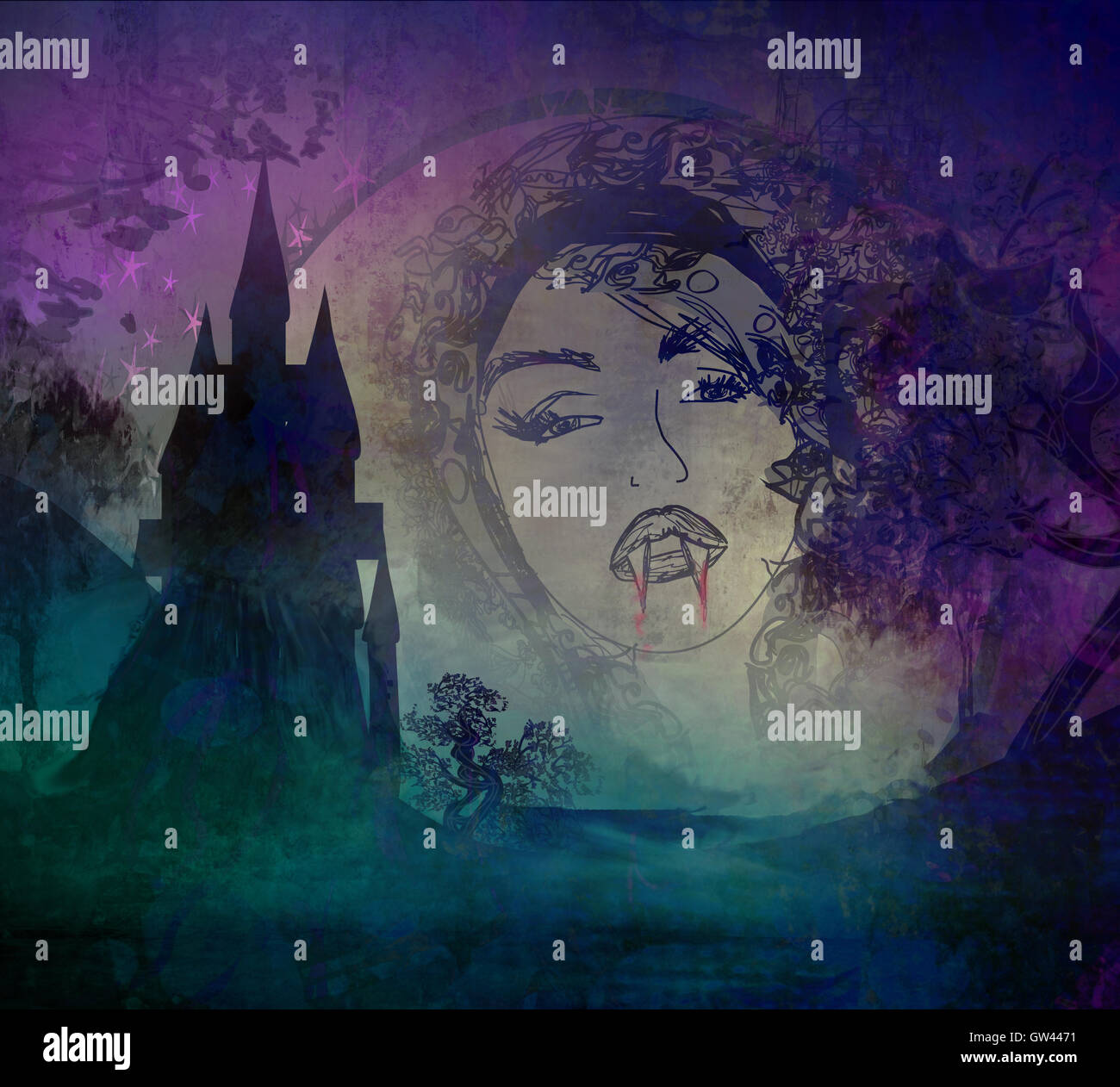Vampire girl in moonlight hi-res stock photography and images - Alamy