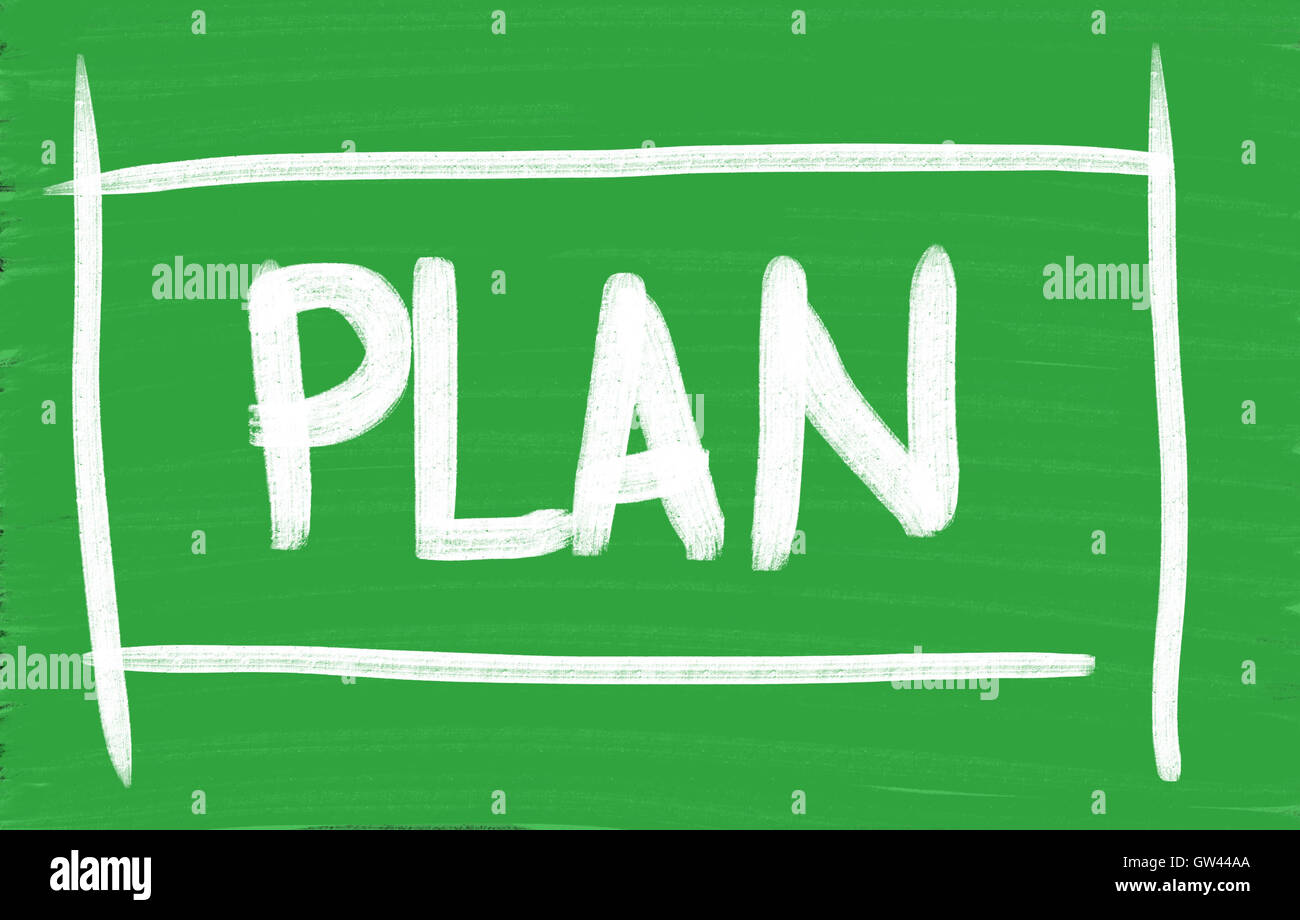 Plan handwritten with chalk on a chalkboard Stock Photo - Alamy