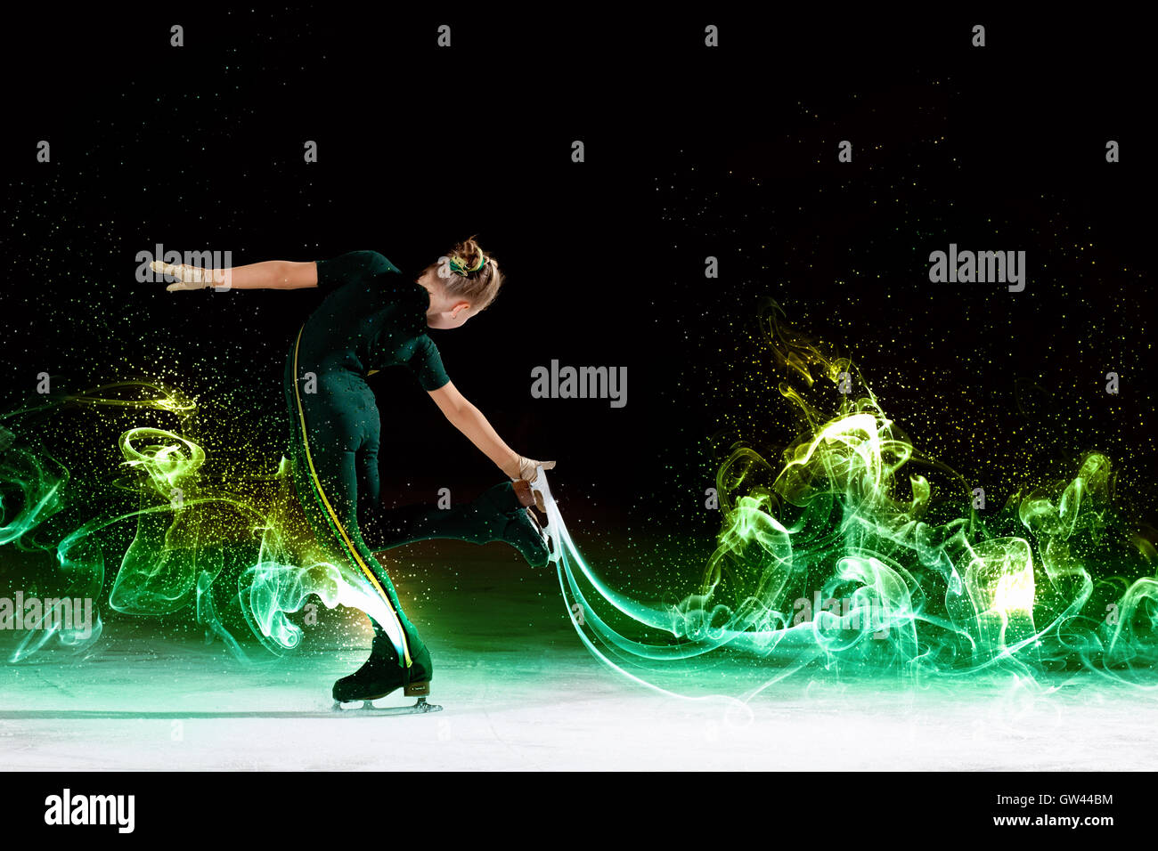 Little girl figure skating Stock Photo - Alamy
