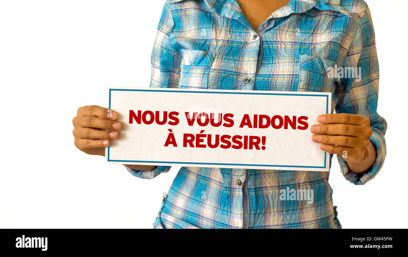 We are here to help (In French Stock Photo - Alamy