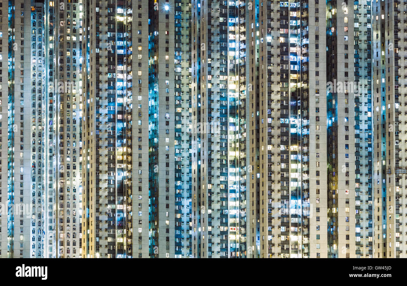 illuminated Residential building Stock Photo - Alamy