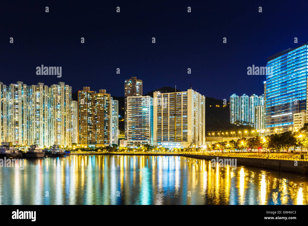 Sha Tin in Hong Kong at night Stock Photo - Alamy