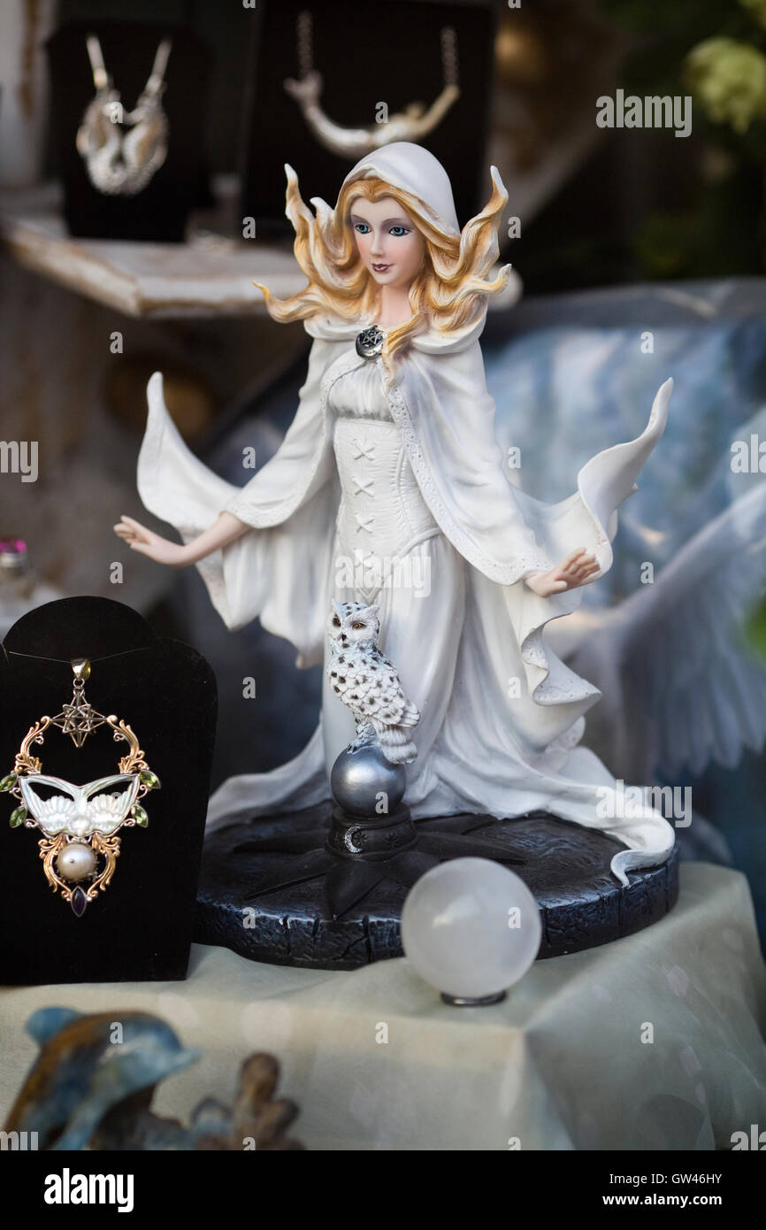 Shop window Display, white witch figurine Stock Photo - Alamy