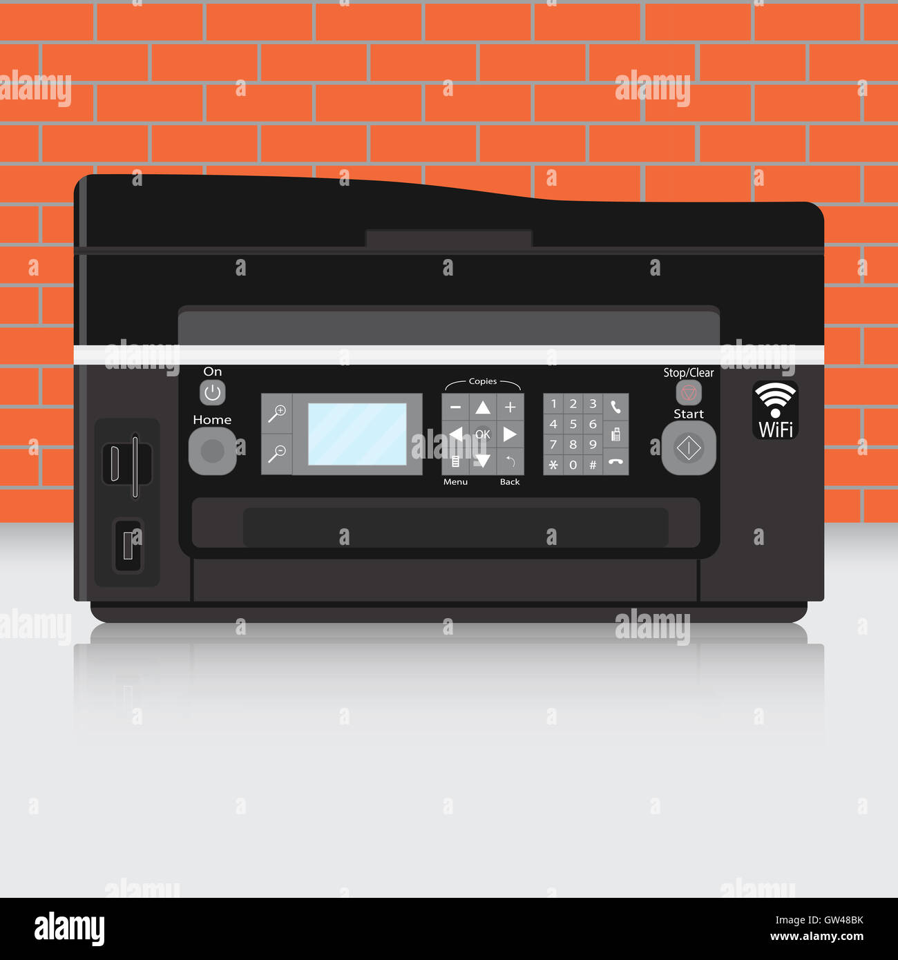 Office copier vector. Printer paper and office equipment supplies ...