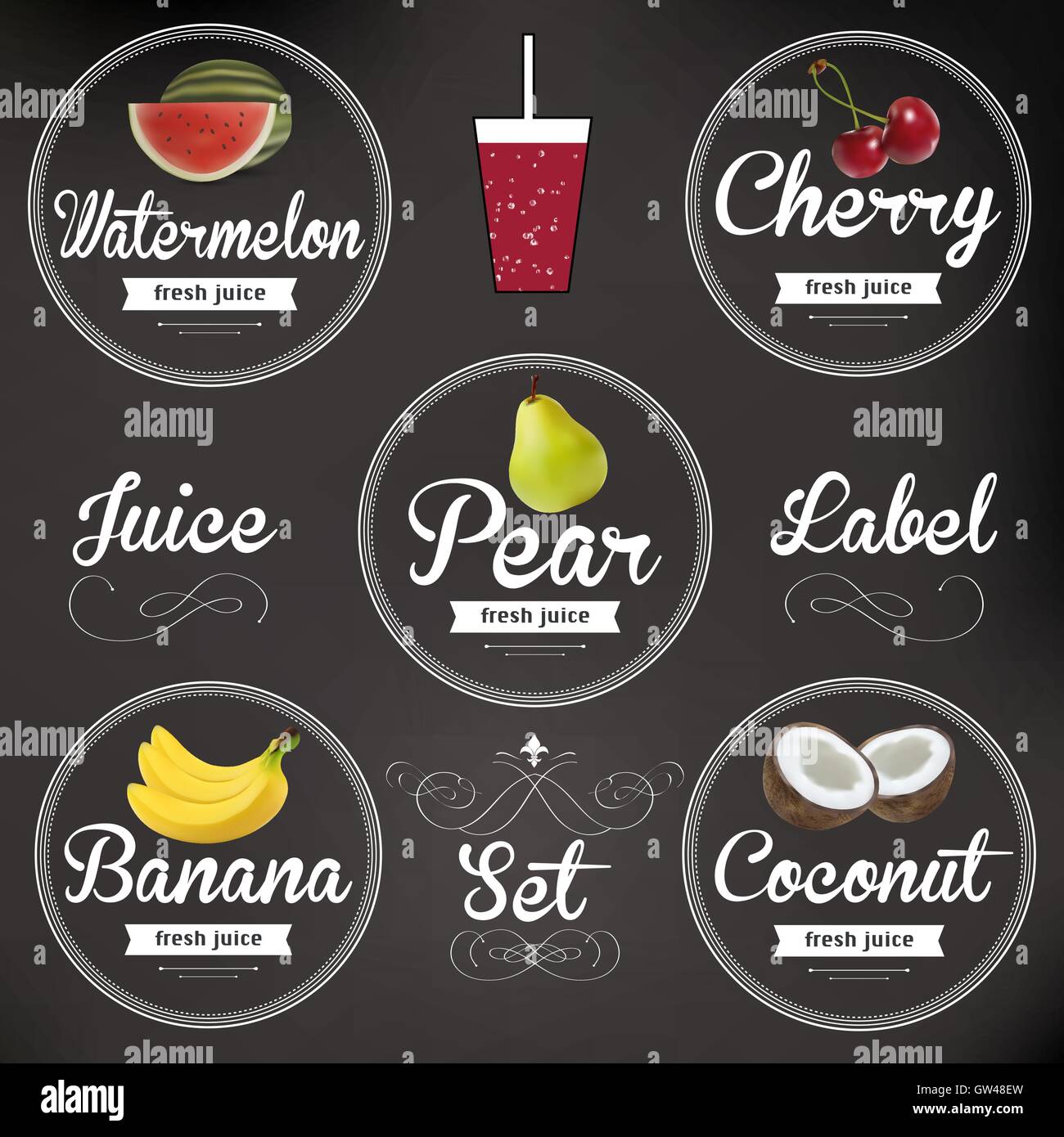 fruit juice. Detailed Vector label set Stock Vector Image & Art - Alamy