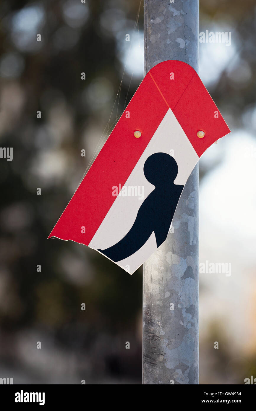 Color photograph of a damaged traffic sign in Gibraltar Stock Photo - Alamy