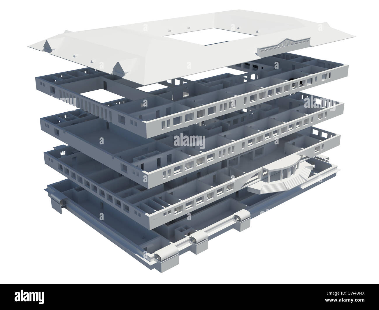 Open plan apartment interior Cut Out Stock Images & Pictures - Alamy