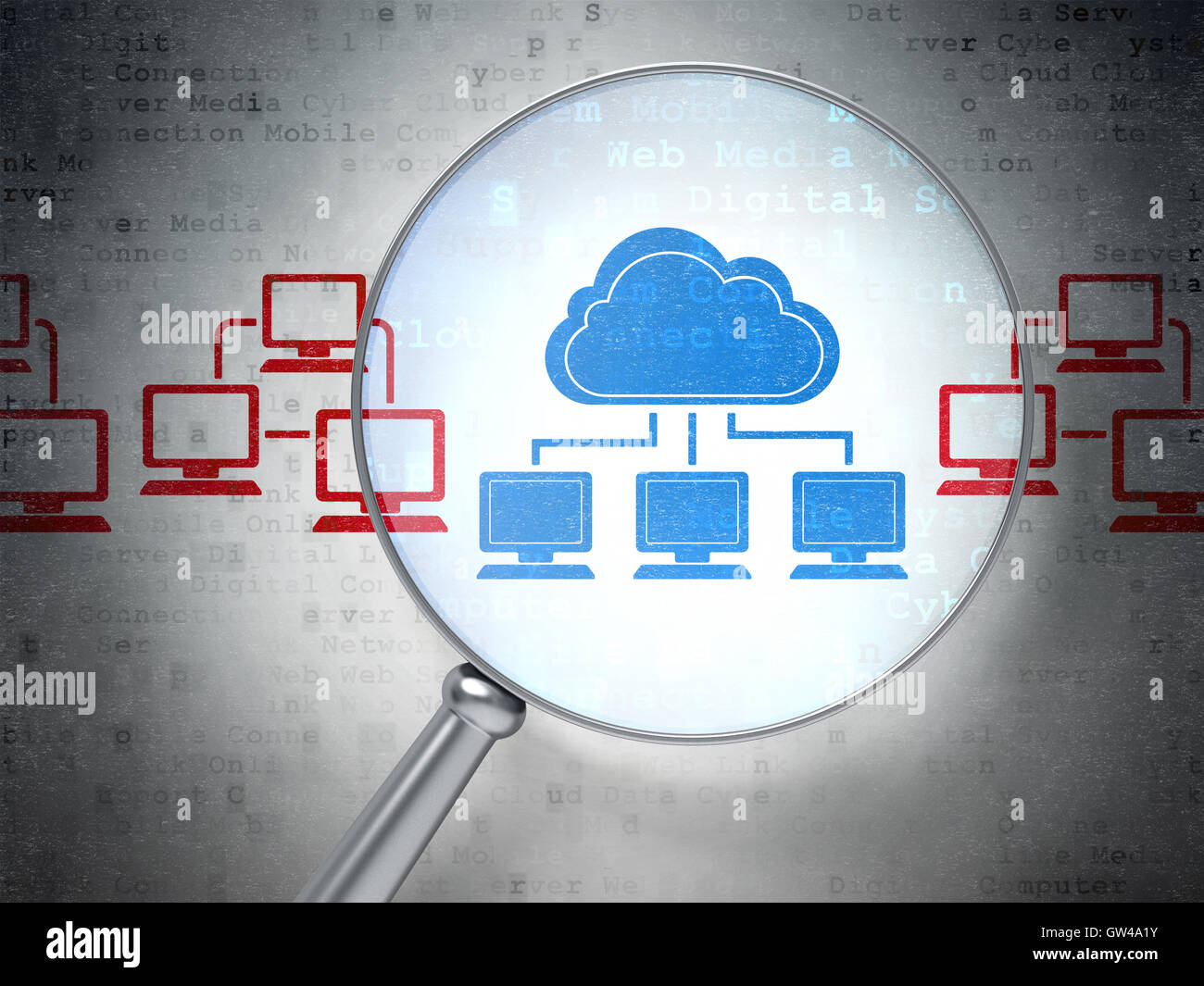 Cloud computing concept: Cloud Technology with optical glass on Stock ...