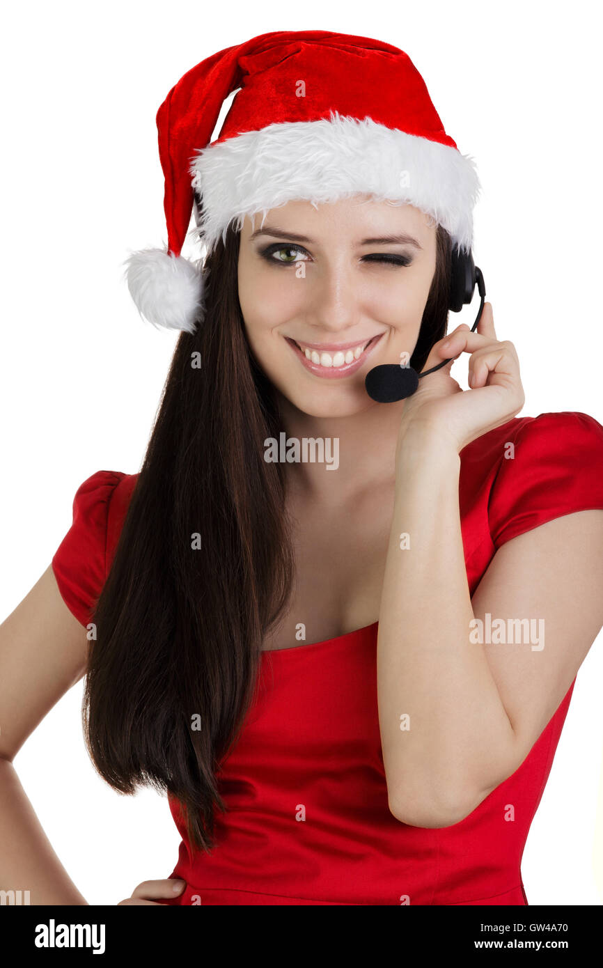 Christmas Call Center Girl Stock Photo - Alamy