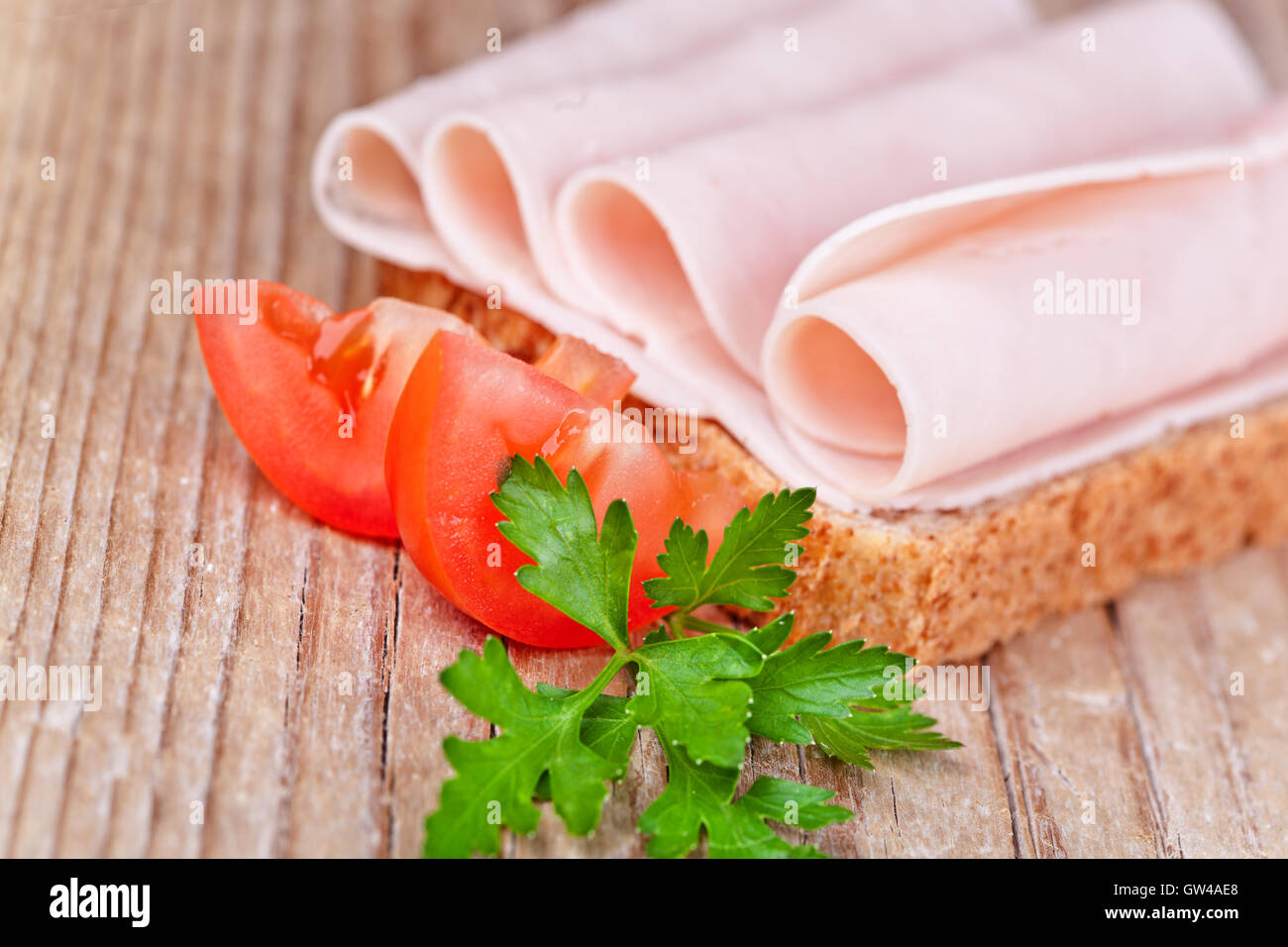 bread with sliced ham Stock Photo - Alamy