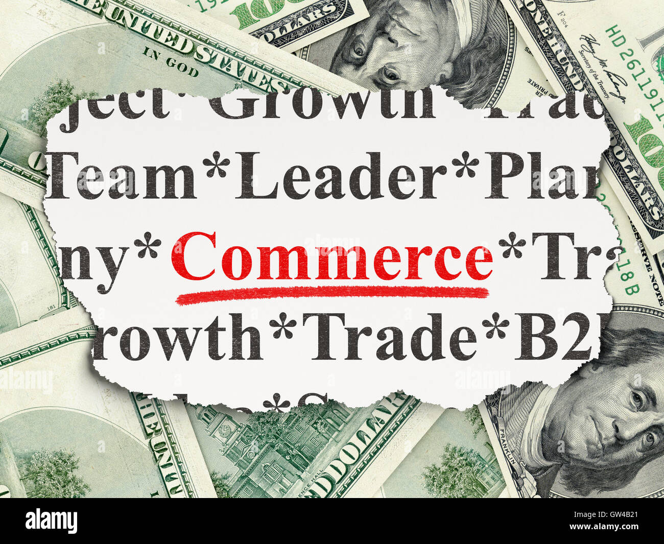 Finance concept: Commerce on Money Stock Photo - Alamy