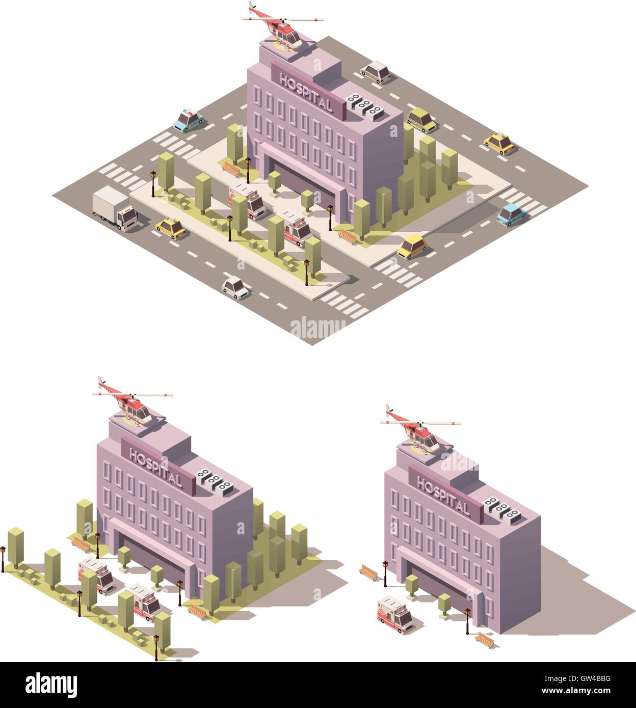 Vector isometric low poly hospital icon Stock Vector Image & Art - Alamy