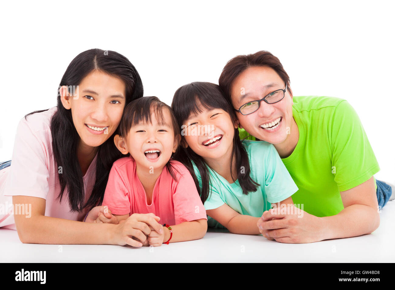 Happy asian family isolated on white Stock Photo - Alamy