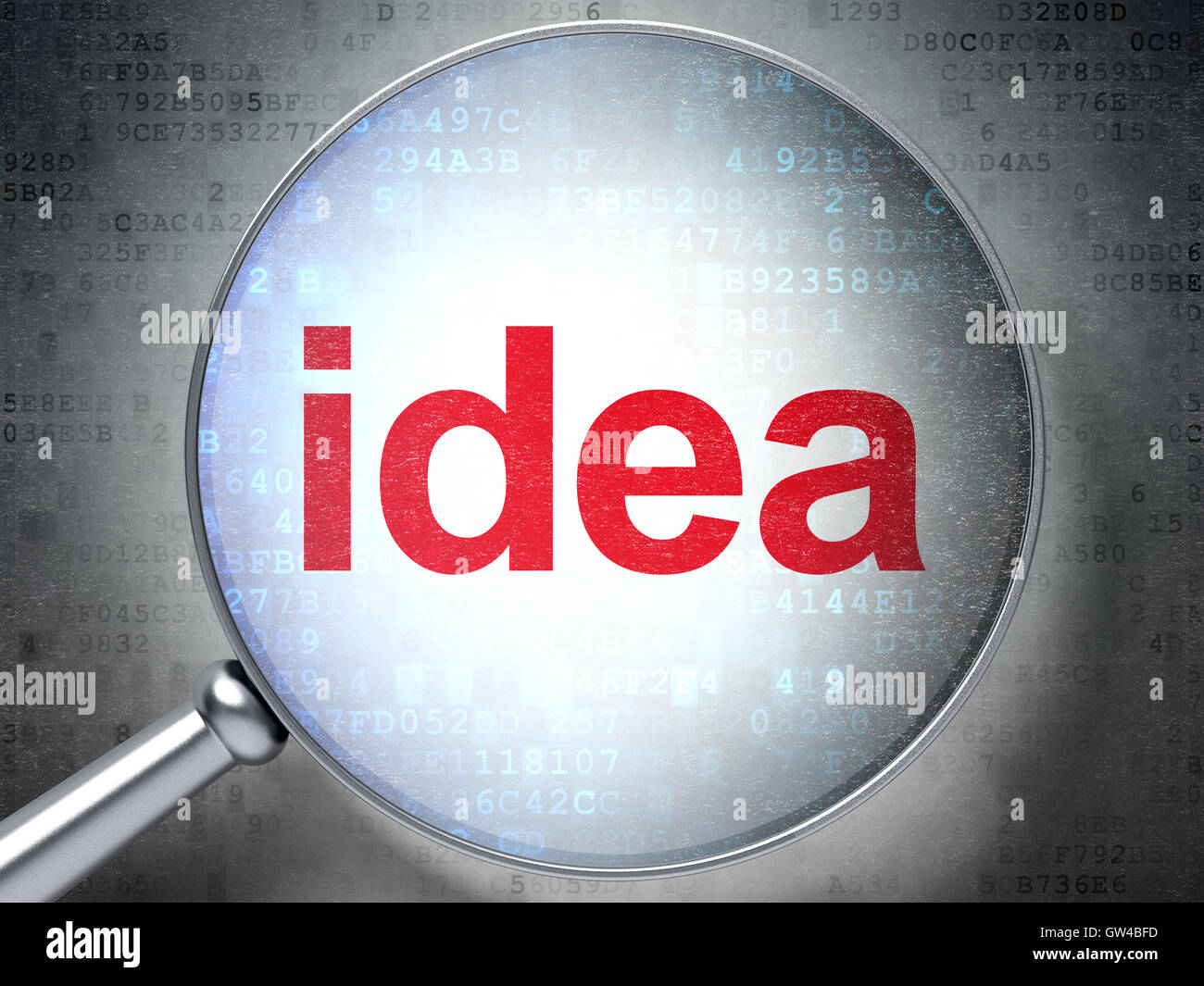 Magnifying optical glass with words idea on digital background Stock ...