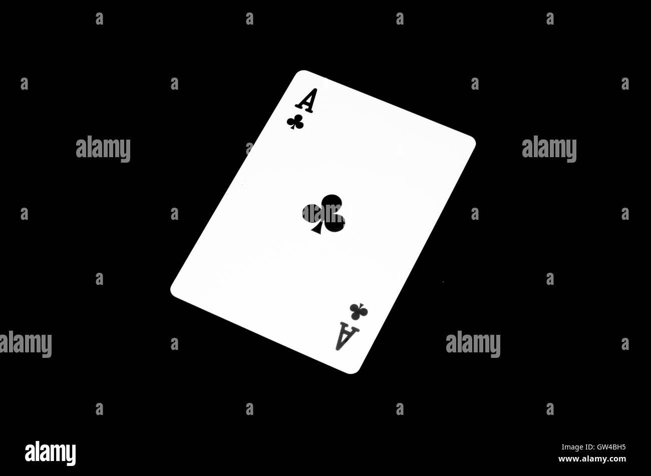 Ace clover card isolated on black Stock Photo - Alamy