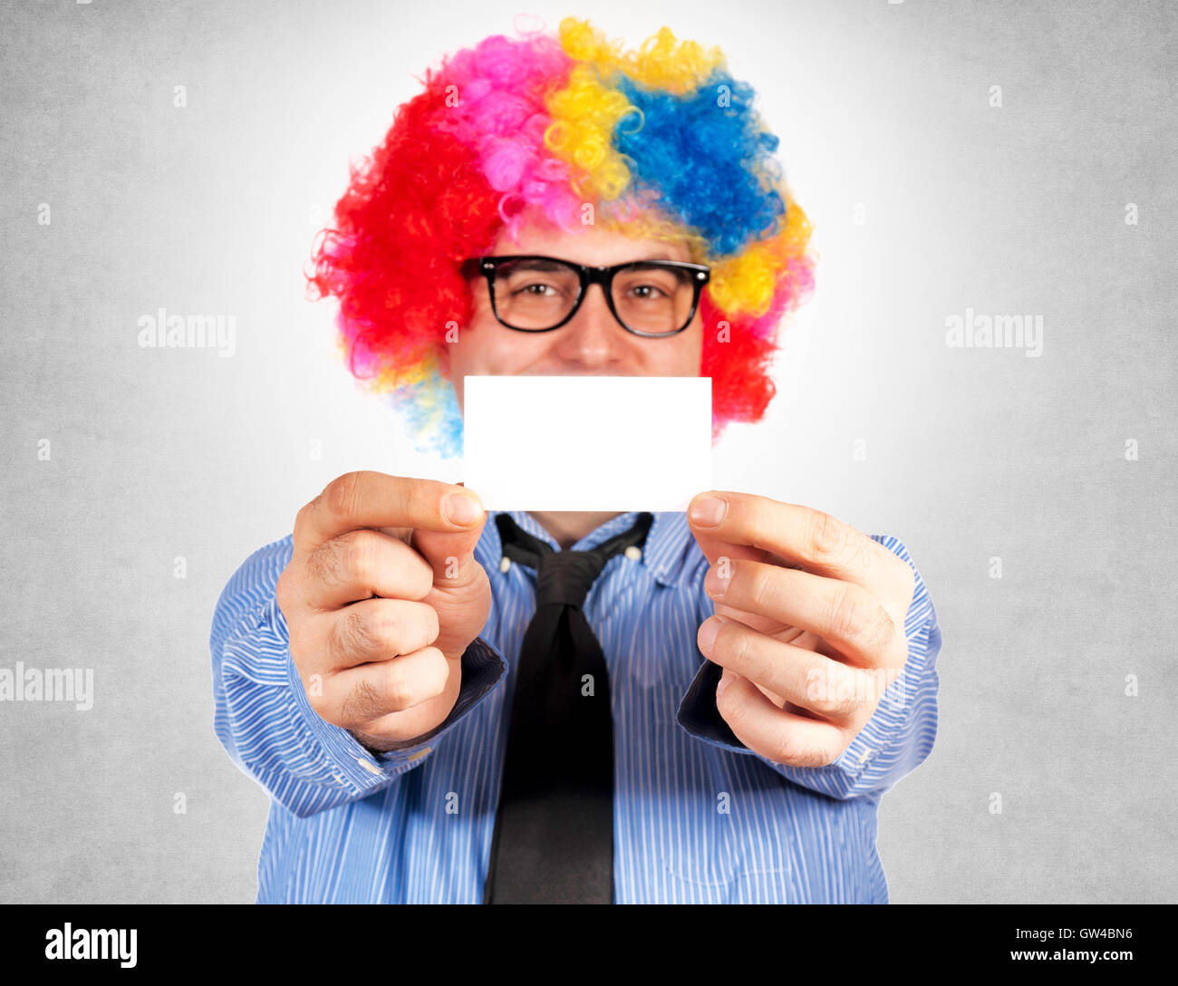 Clown with blank card Stock Photo - Alamy