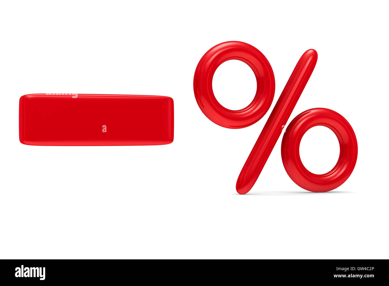 decrease percent on white background. Isolated 3D image Stock Photo - Alamy