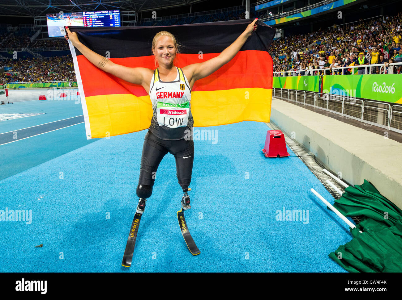 Vanessa Low of Germany reacts after the Women`s Long Jump - T42 - Final ...