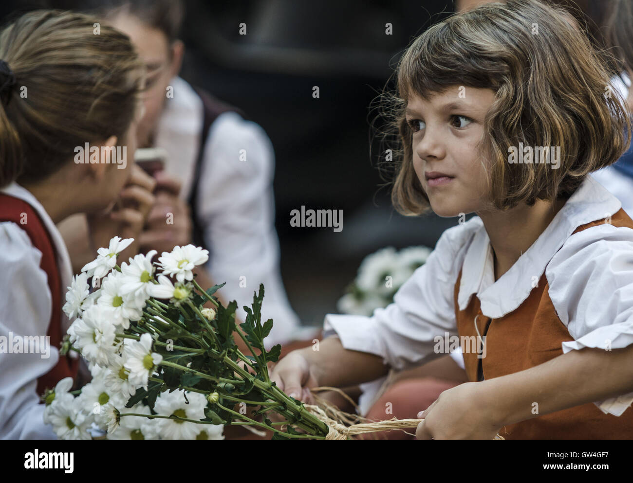 Barcelona, Catalonia, Spain. 11th September, 2016. Little children in ...