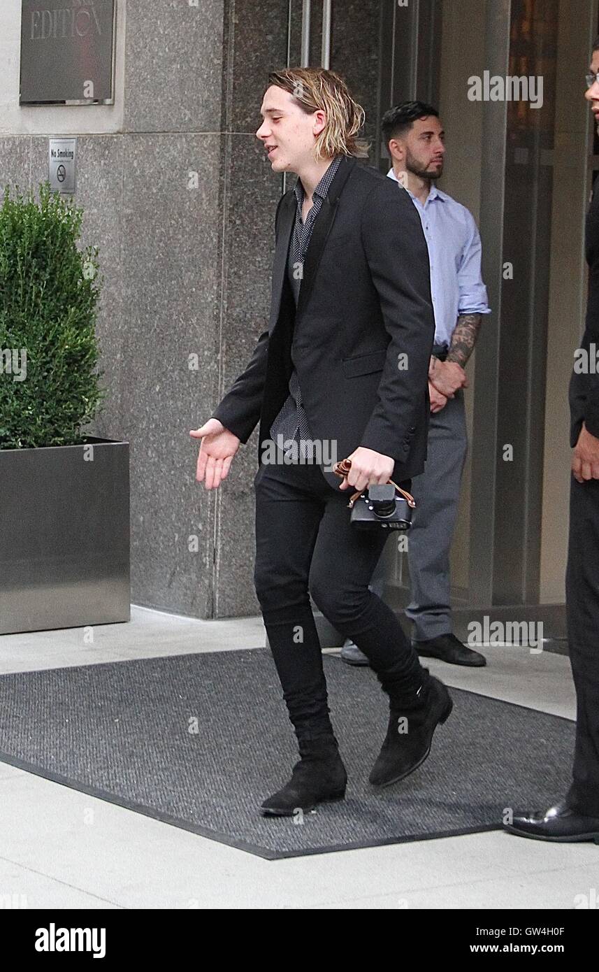 New York, USA. 11th September, 2016. Brooklyn Beckham, carrying a ...