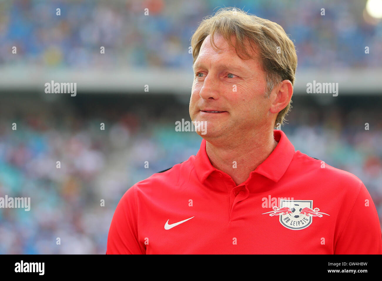 Leipzig's coach Ralph Hasenhuettl before the Bundesliga soccer match ...