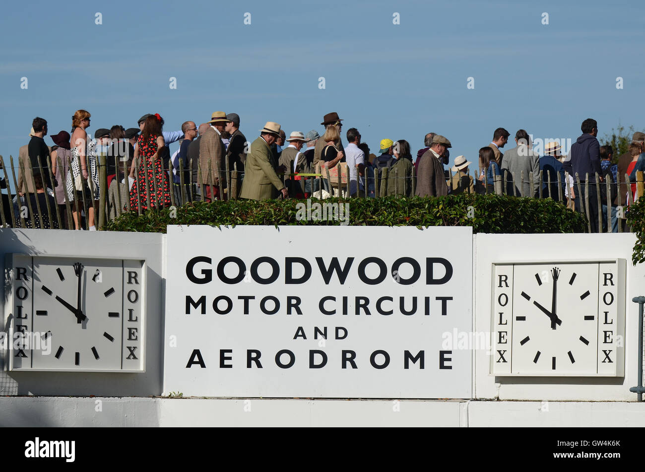The Goodwood Revival. Goodwood Motor Circuit and Aerodrome sign with ...