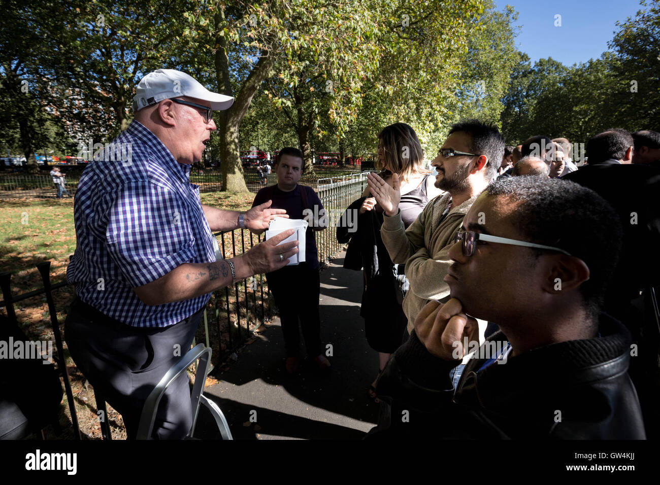 Religious preaching and debates at Speakers' Corner, the public ...