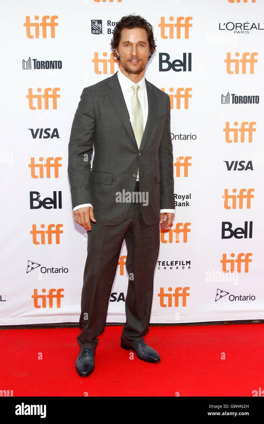 Toronto, ON. 11th Sep, 2016. Matthew McConaughey at arrivals for SING ...