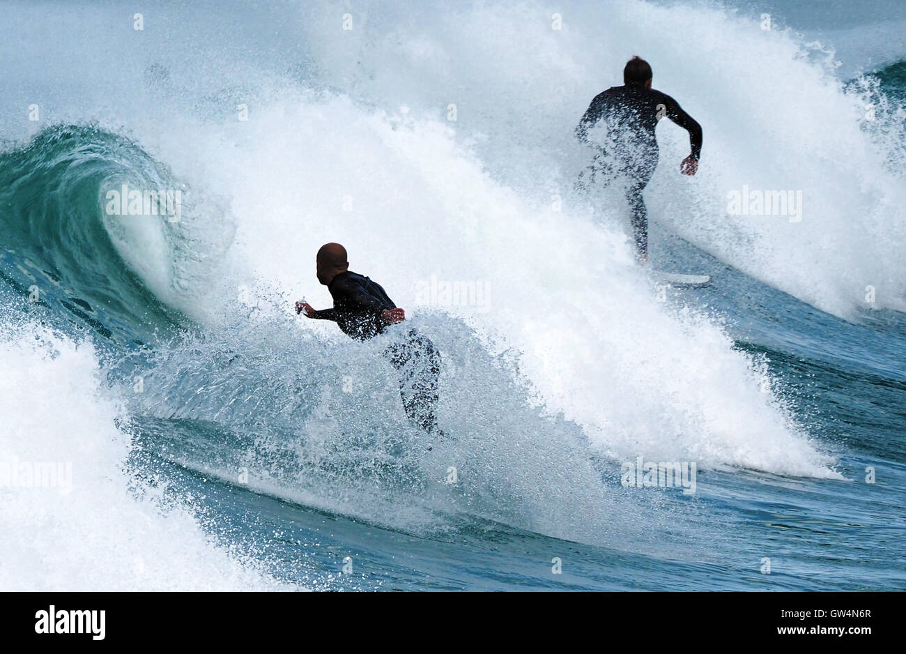 Epic distance surf riding shots from Cornwall UK Stock Photo - Alamy