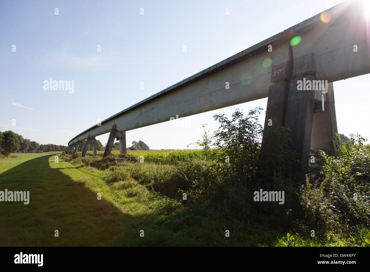 Lahten, Germany. 06th Sep, 2016. A section of the Transrapid railyway ...