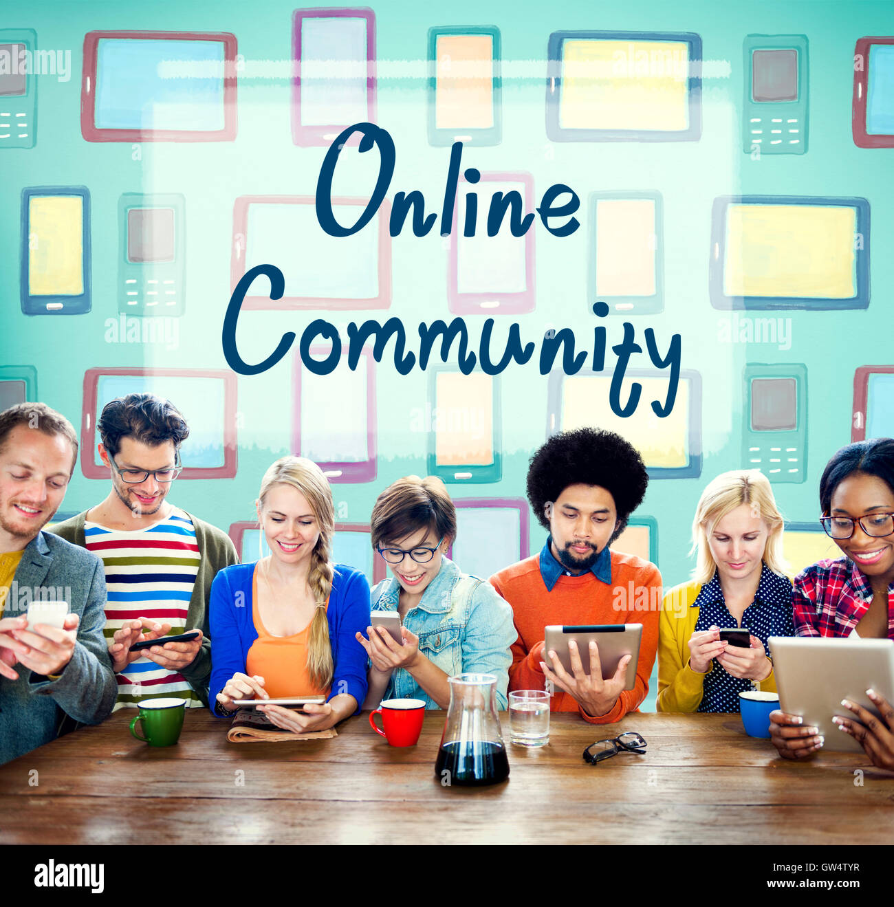 Online Commuity Connection Media Networking Concept Stock Photo - Alamy