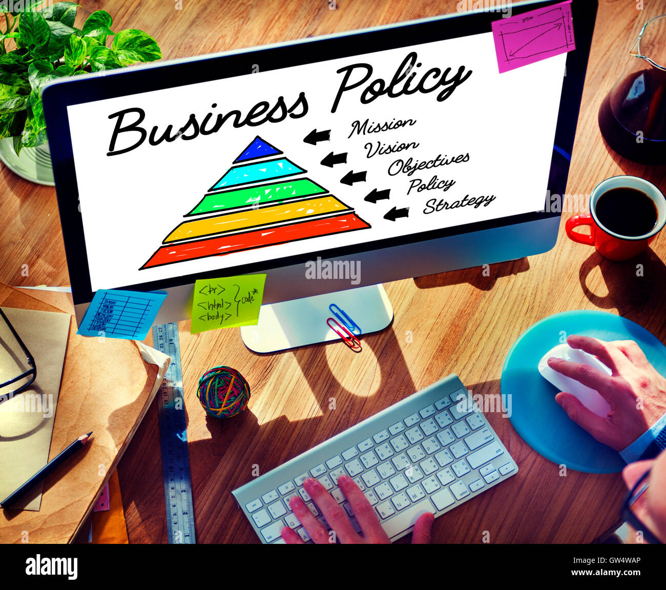Business Policy Action Pyramid Concept Stock Photo - Alamy