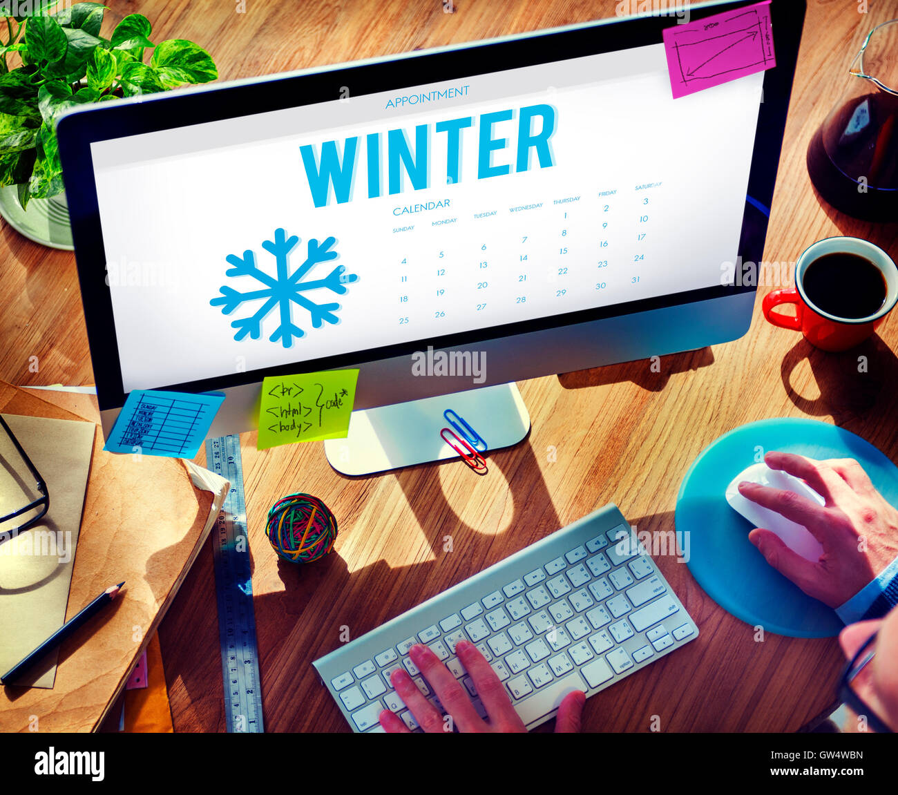 Winter Snowflake Cold Calendar Concept Stock Photo - Alamy