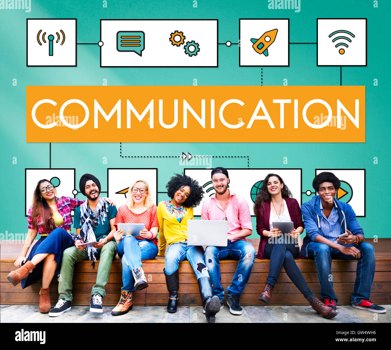 Collge Student Technology Communication Concept Stock Photo - Alamy