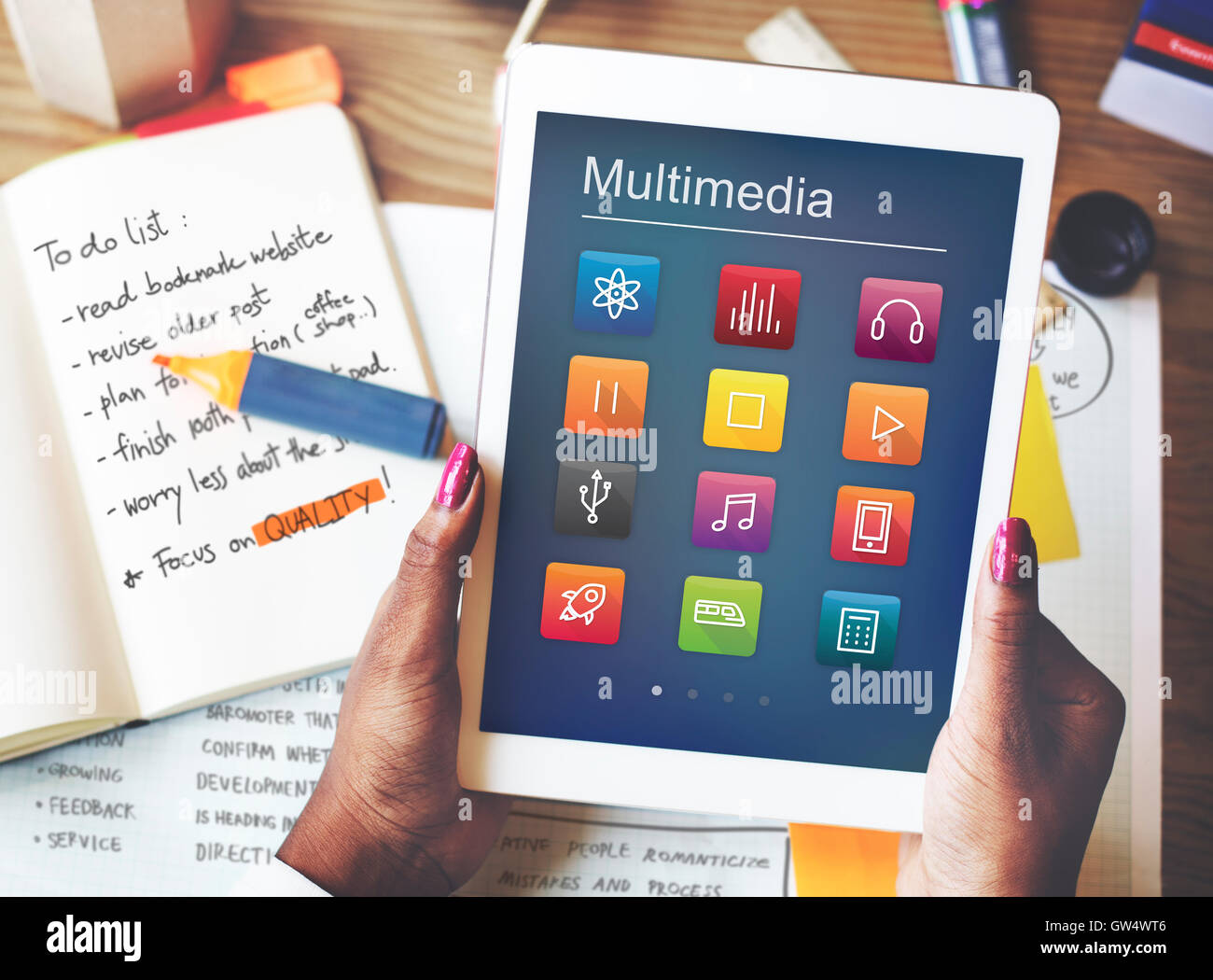 Multimedia Connection Digital Content Futuristic Concept Stock Photo ...